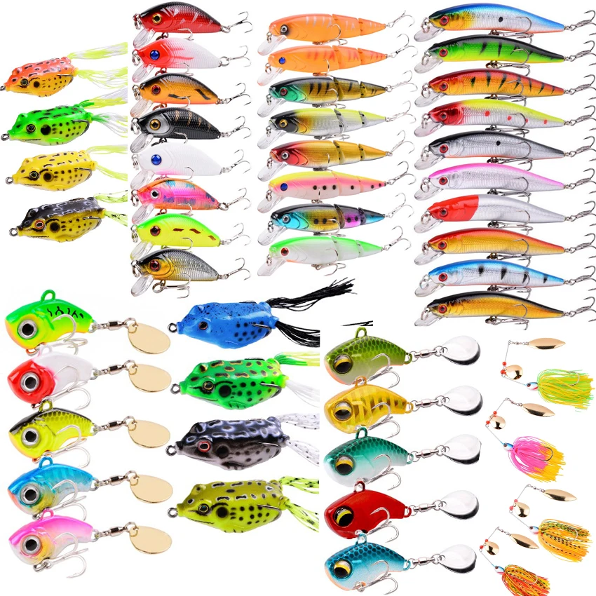 Hard-Bait-Fishing-Lure-Kit-Set-Artificial-Rotativa-flutuante-Minnow-Crankbait-Wobblers-Spinner ...