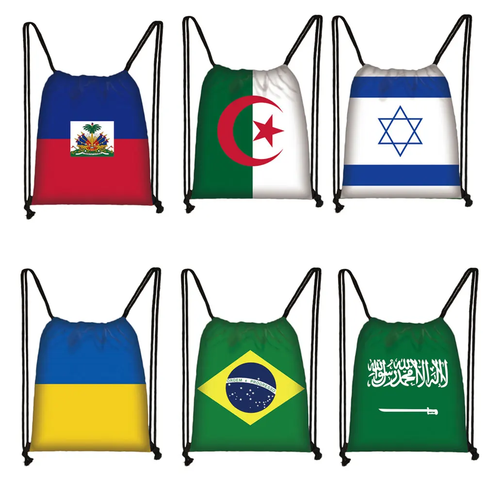 National-Flag-Print-Backpack-Ukraine-Haiti-Algeria-Israel-Brazil-Men ...