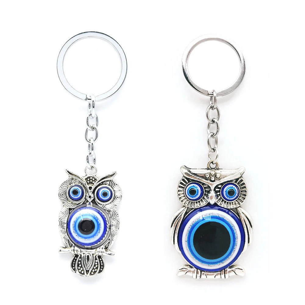 Turkey-Blue-Glass-Owl-Keychain-Eye-of-Evil-Retro-Strigiformes-Bird ...
