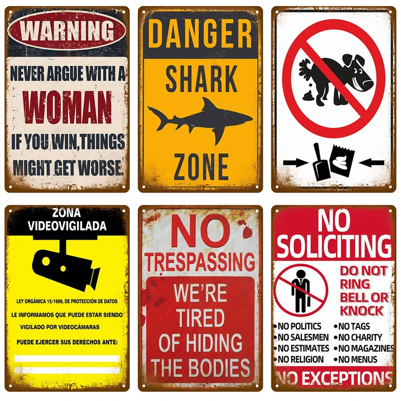 Retro-Warning-Metal-Sign-Danger-Vintage-Tin-Sign-Poster-Metal-Plate-For ...