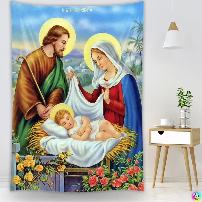 Holy-Family-Tapestries-Christmas-Wall-Decor-Bless-Kids-Christian ...