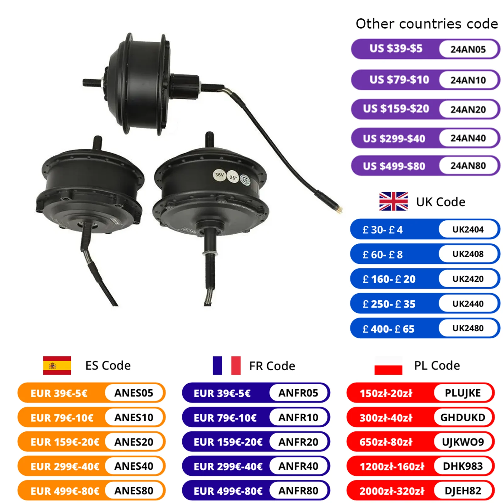 MXUS-36V250W-350W-48V-500W-Brushless-Gear-Hub-Motor-E-bike-Motor-Front ...