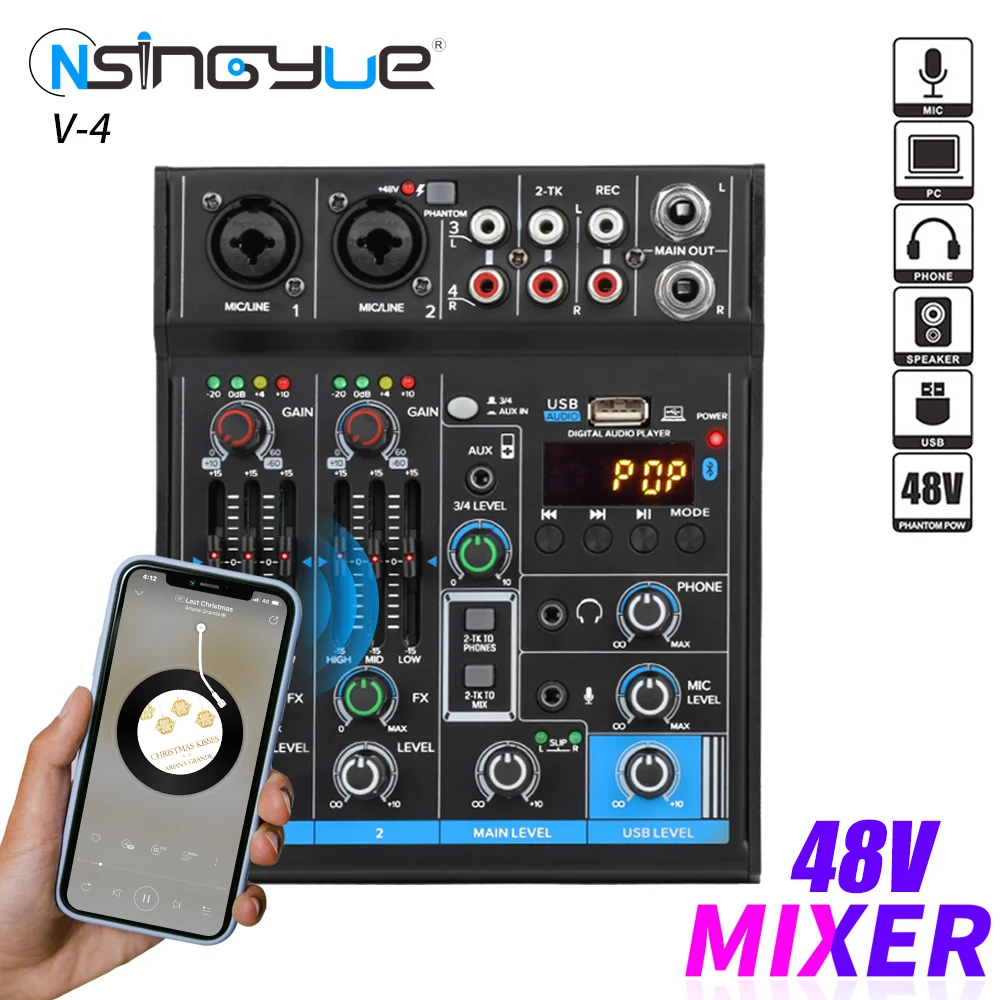 Port-til-Mini-DJ-Console-Mixer-com-Placa-de-Som-4-Channel-Audio-Mixer ...