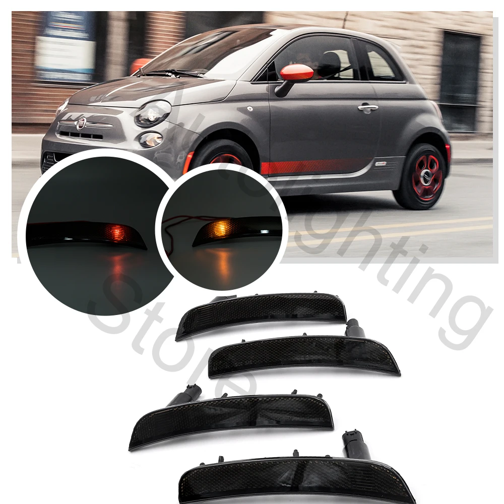 4PCS For Fiat 500 Sport 2012-2017 500E 2013-2019 Front ＆ Rear Bumper ...