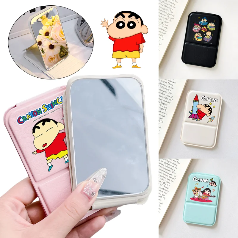 Crayon Shin-chan Makeup Mirror Cartoon PU Leather Portable Handheld ...