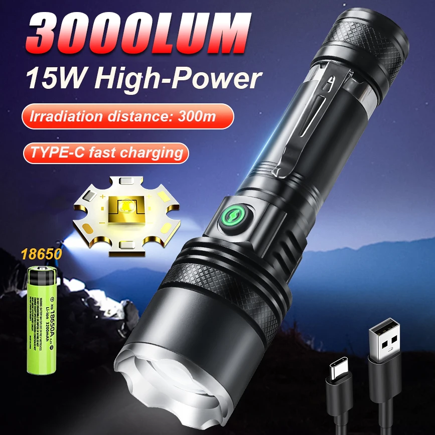 Powerful-White-Laser-Flashlight-2000m-Super-Bright-LED-Flashlight-Al ...