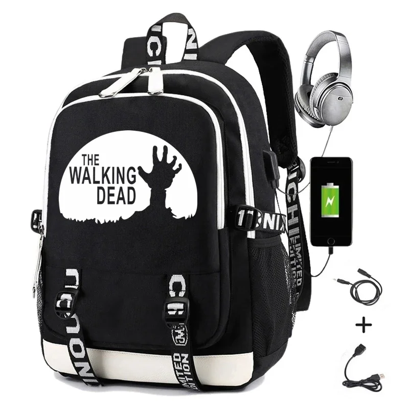 The-Walking-Dead-Backpack-for-Kids-Laptop-Functional-Bookbags-Men-Print ...