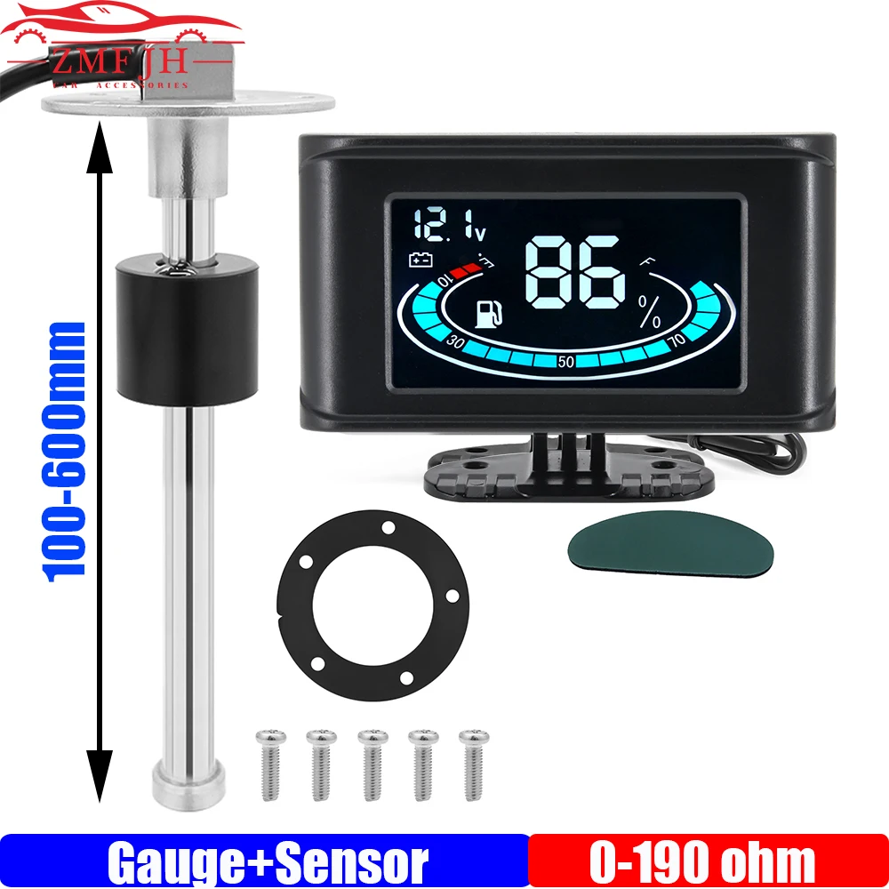 LCD-Dual-Gauge-0-190-ohm-Fuel-Level-Gauge-Voltmeter-for-Oil-Tank-Level ...