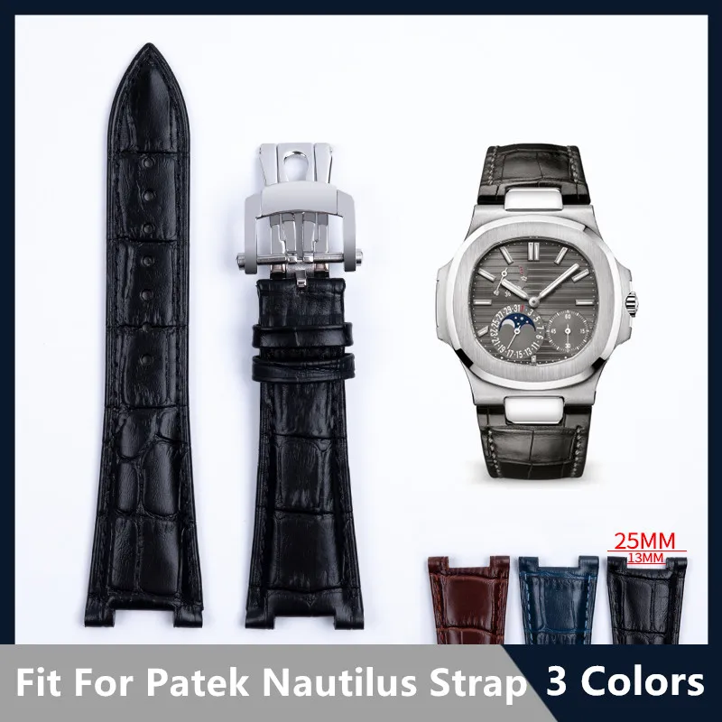 정품 가죽 시계 밴드 액세서리, 파텍 필립 스트랩 5711 5712G, 노틸러스 25mm x 13mm 접이식 버클