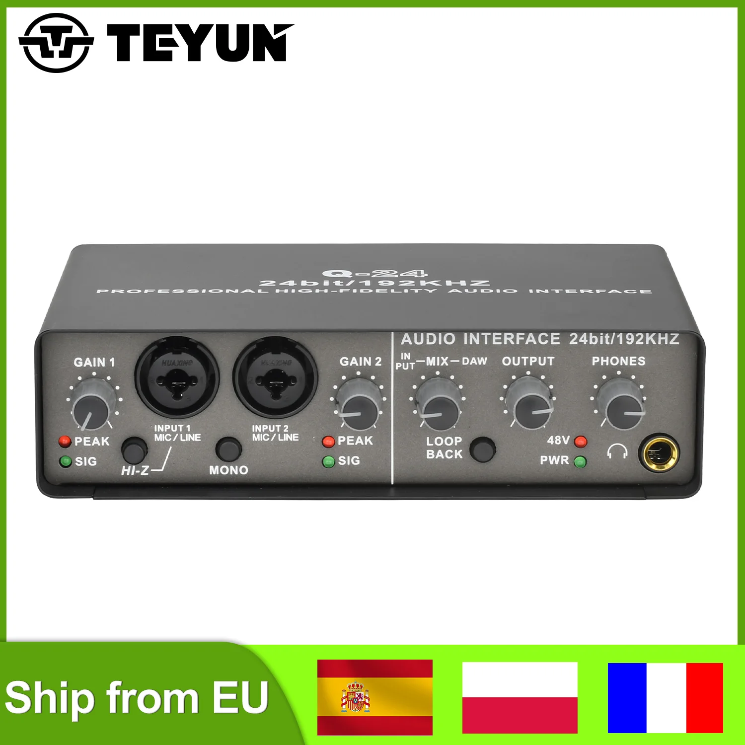 TEYUN-24bit-Audio-Interface-2-Channel-Sound-Card-Monitoring-for ...