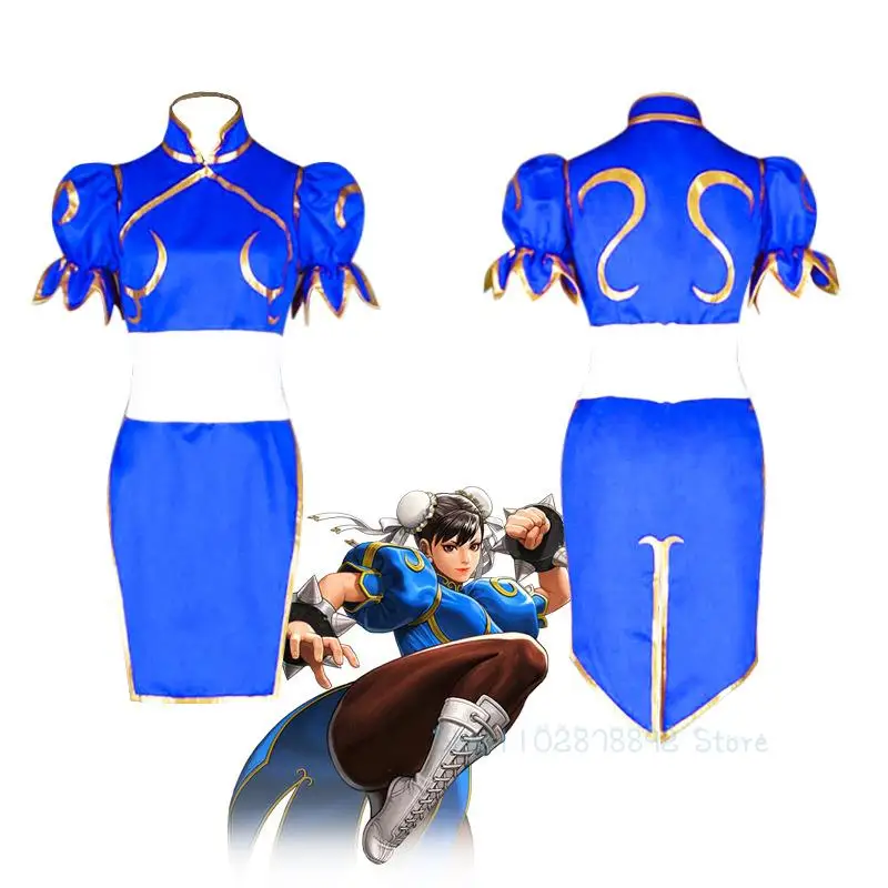 Chun-Li-Cosplay-Dress-Costume-Game-SF-RolePlay-Blue-Skirt-ChunLi-Outfit ...