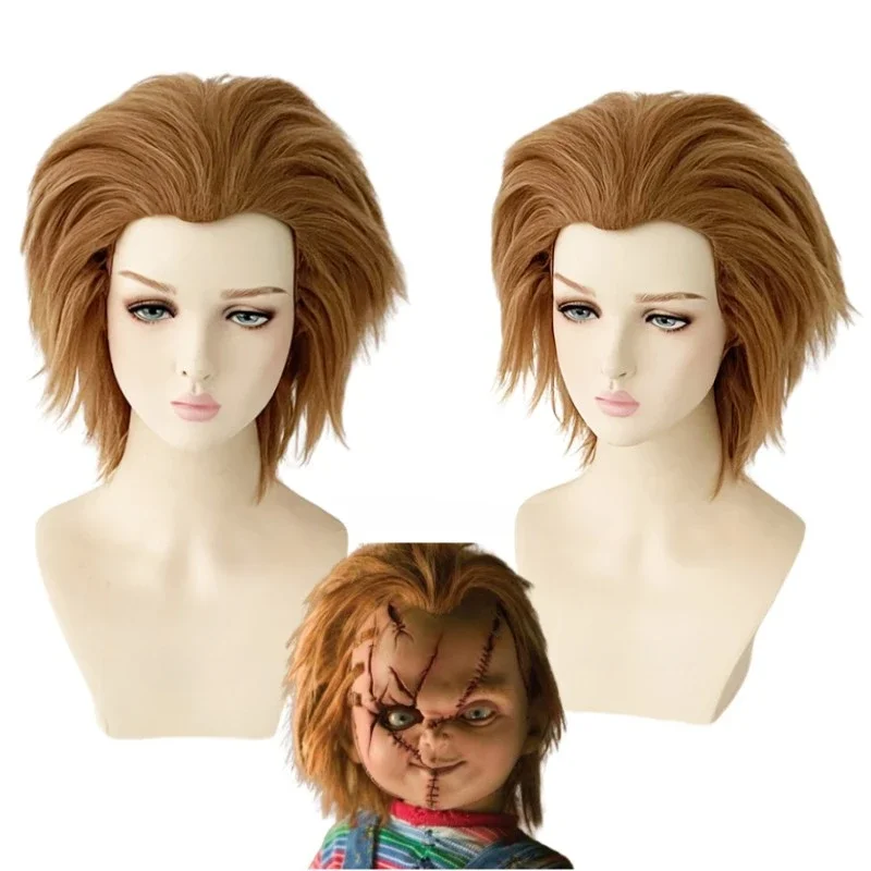 Peluca-de-Halloween-Chucky-corta-marr-n-Cosplay-del-departamento-de ...