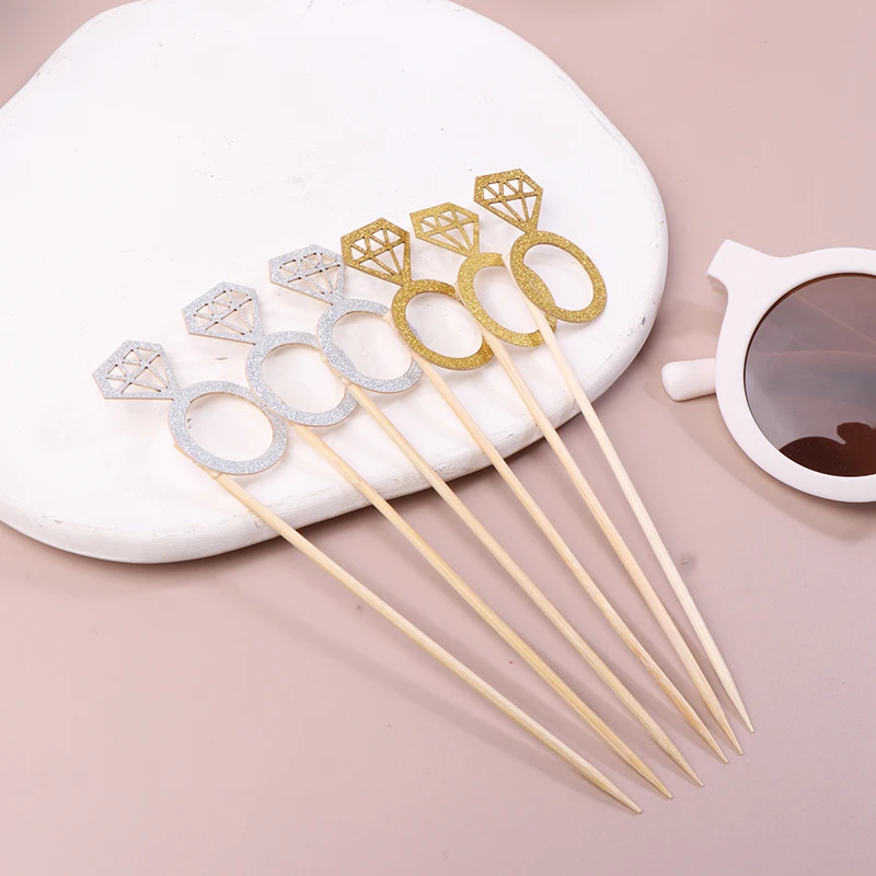 10pcs-Birthday-Kids-Craft-Picks-Glitter-Diamond-Ring-Cupcake-Toppers ...