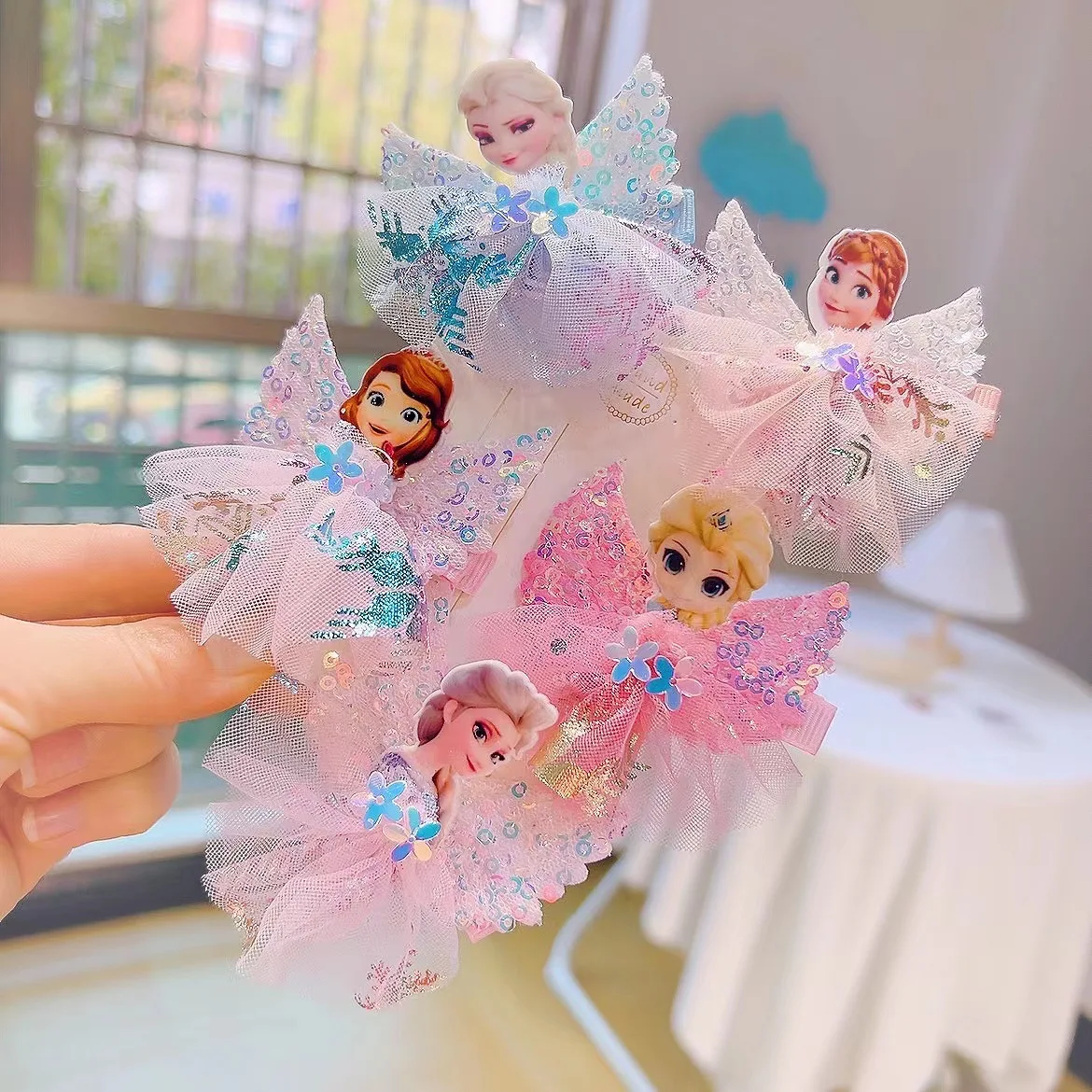 10pcs Disney Children's Hairpin Girls Frozen Elsa Princess Dress ...