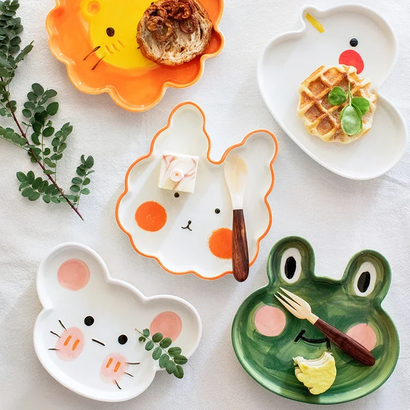 Cute Cartoon Underglaze Color Animal Ceramic Breakfast Plate Children's ...