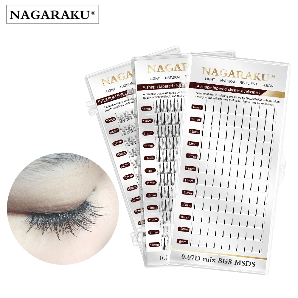 NAGARAKU A Shape Tapered Flat Base Fluffy Eyelash Extension Spikes ...