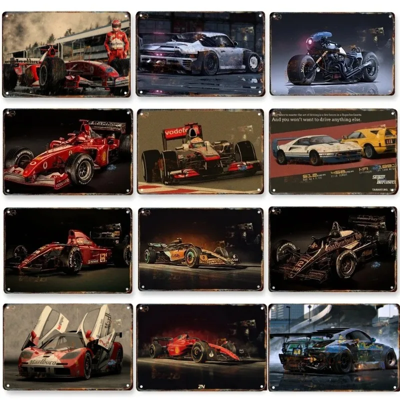 Metal-Tin-Metal-Poster-F1-Racing-Tin-Sign-Metal-Plaque-Poster-for-Bar ...