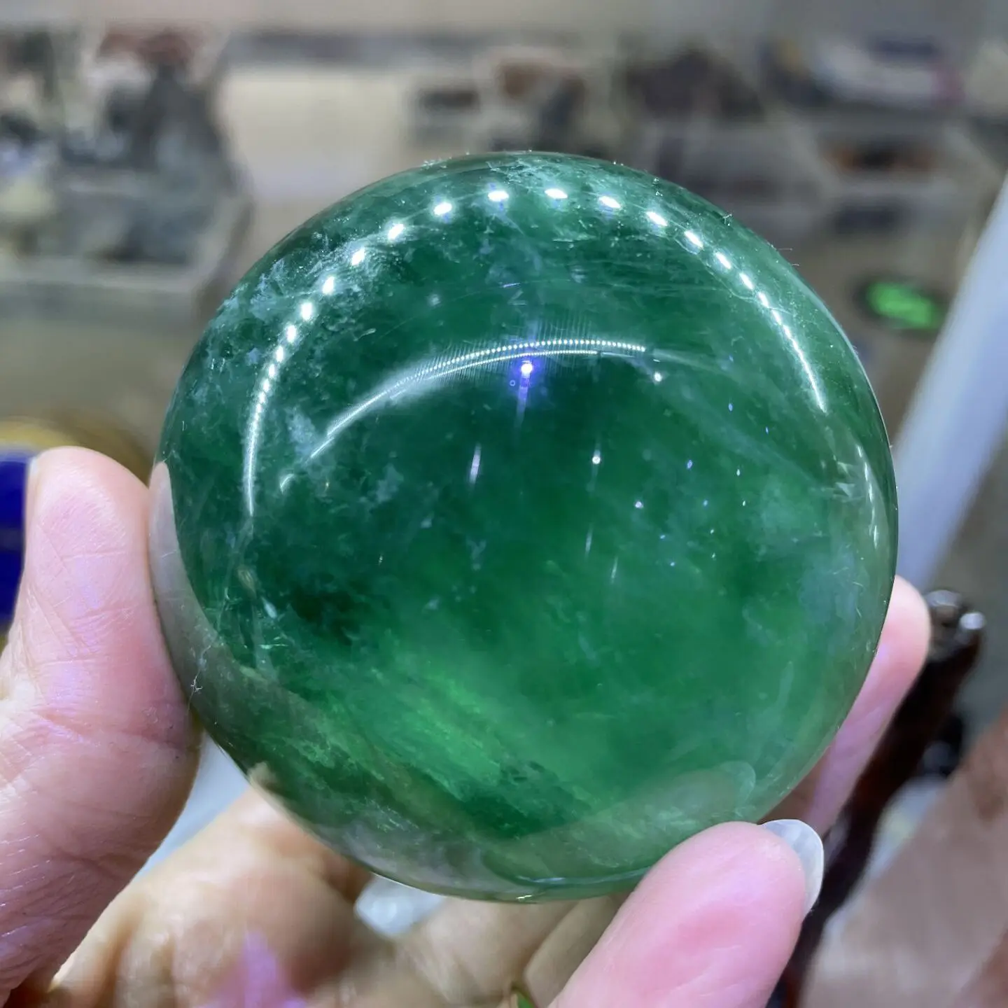 Natural-Green-Fluorite-Crystal-Ball-Stone-Sphere-Minerals-Spiritual ...