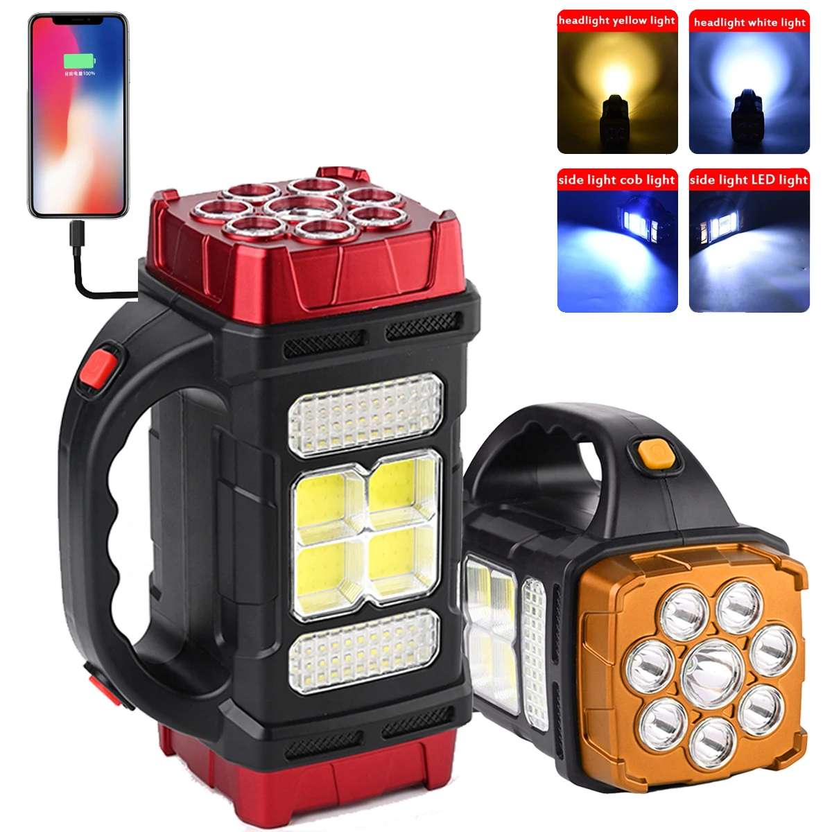 Portable-Solar-Lantern-2400mAh-Power-Bank-Flashlight-With-USB-Charging ...