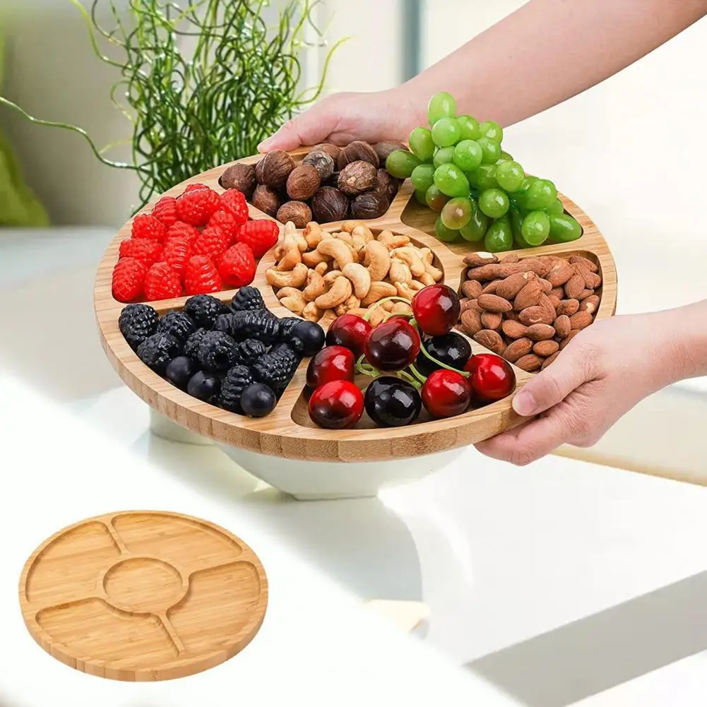 Fruit-Basket-Wooden-Thickened-Snacks-Holder-Multi-Compartments-Round ...