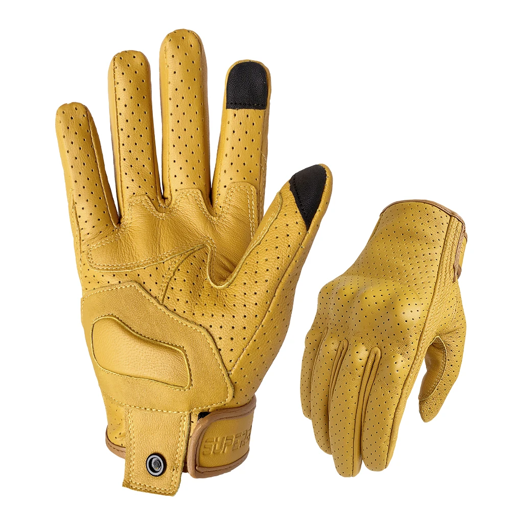 New-Yellow-Motorcycle-Gloves-Touch-Goatskin-Leather-Tactics-Glove-Men ...