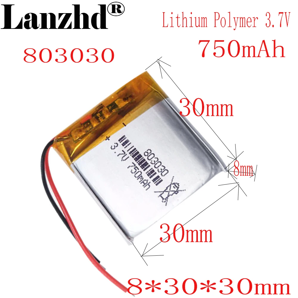 1-12pcs 753030 3.7V Li batteries 700mah 803030 Universal Li-ion battery ...
