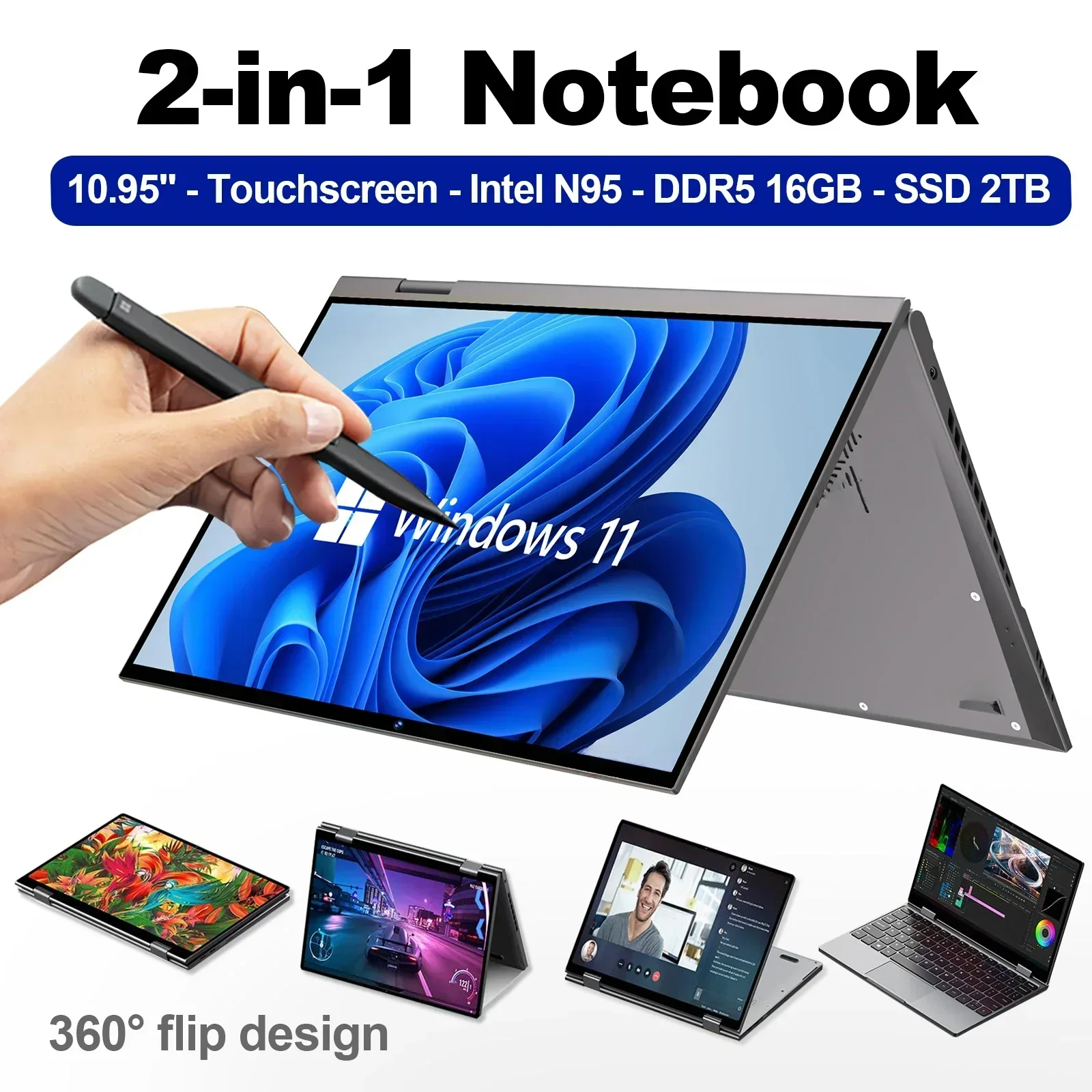 2-in-1-touchscreen-10-95-inch-laptop-360-Flip-laptop-Intel-Celeron-N95 ...