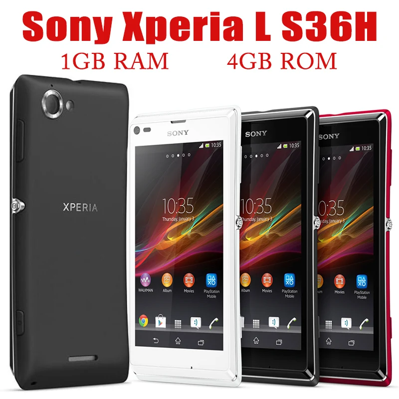 Sony Xperia L S36H C2105 3G Mobile 4.3" 1GB RAM 4GB ROM 8MP 720p Video Cell Phone Dual Core ...