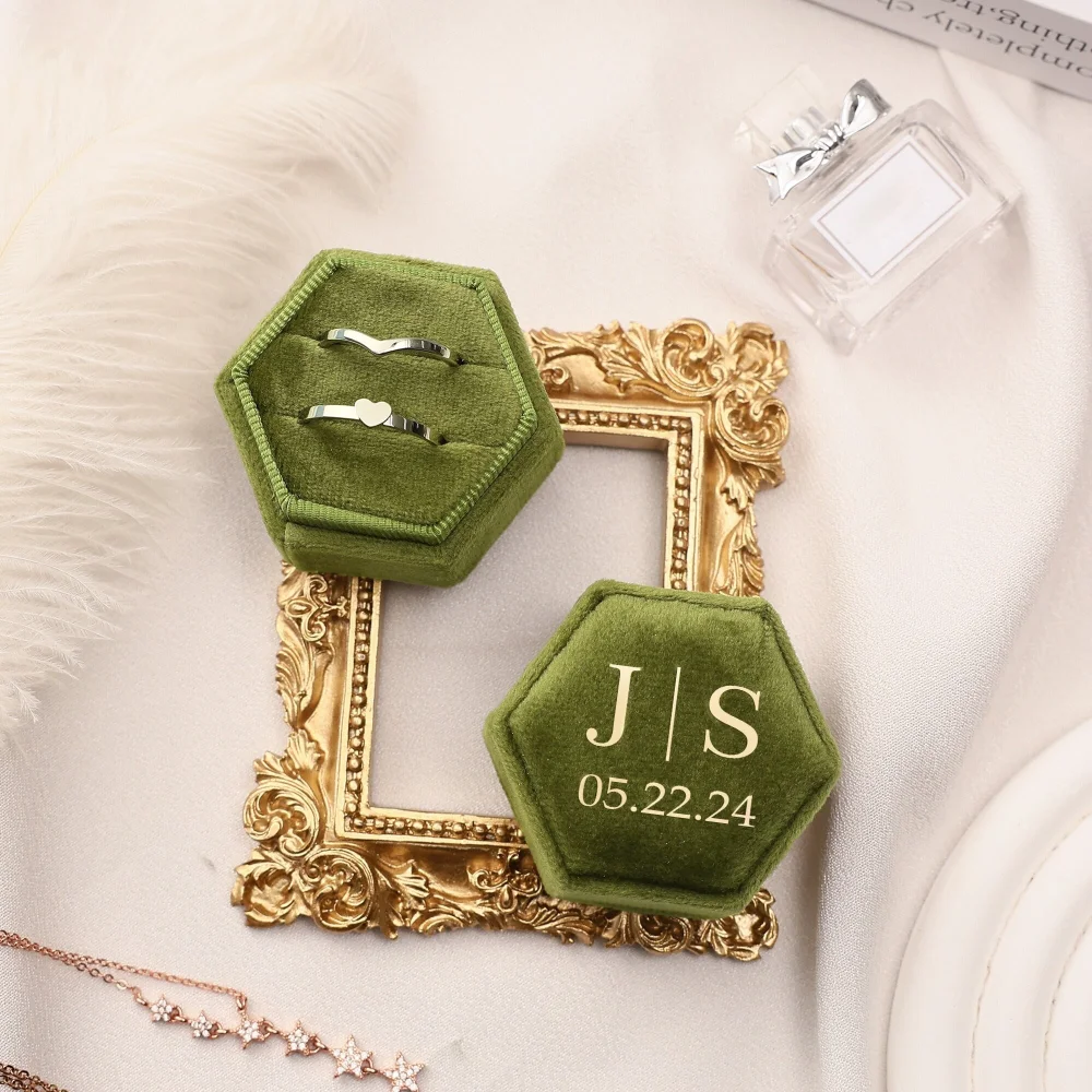 Custom-Hexagon-Velvet-Ring-Box-Double-Slot-For-Wedding-Ceremony ...