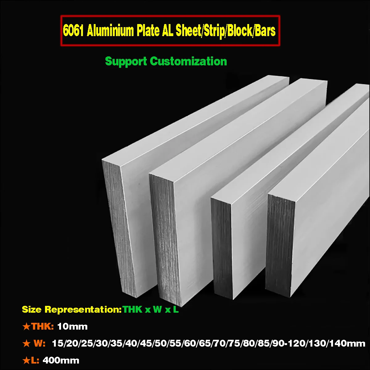 6061 Aluminum Alloy Strip Flat Bar Plate Thick10mm W15/20/25/30/35/40 ...