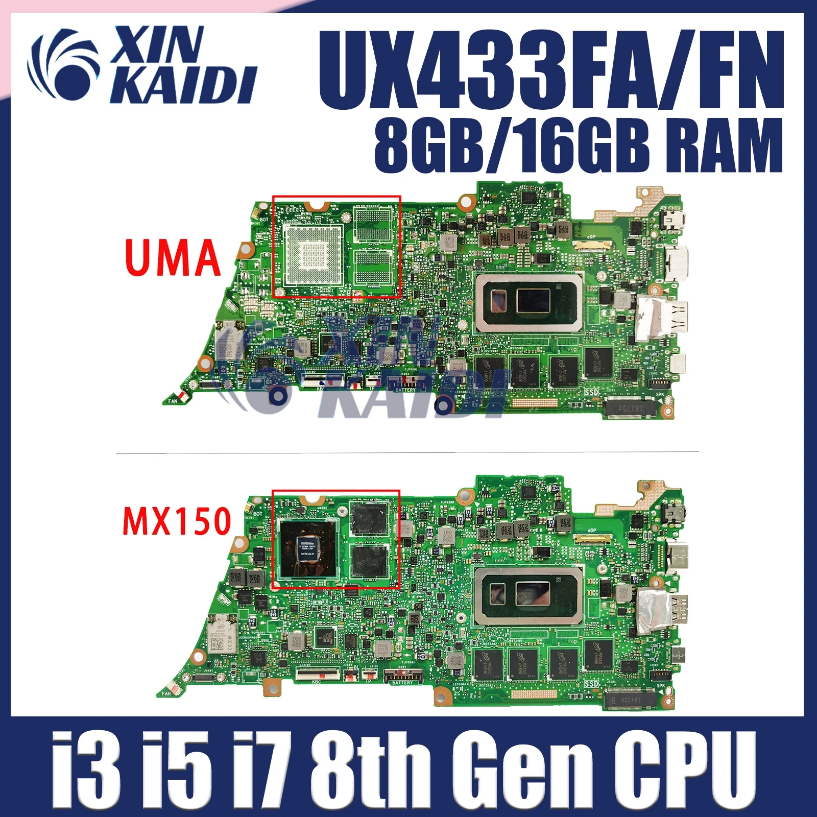 UX433FA-Motherboard-For-ASUS-Zenbook-14-UX433F-UX433FN-U4300F-Laotop ...
