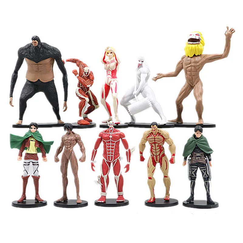 10pcs/set Attack on Titan Levi Action Figures Toys Children Scout ...