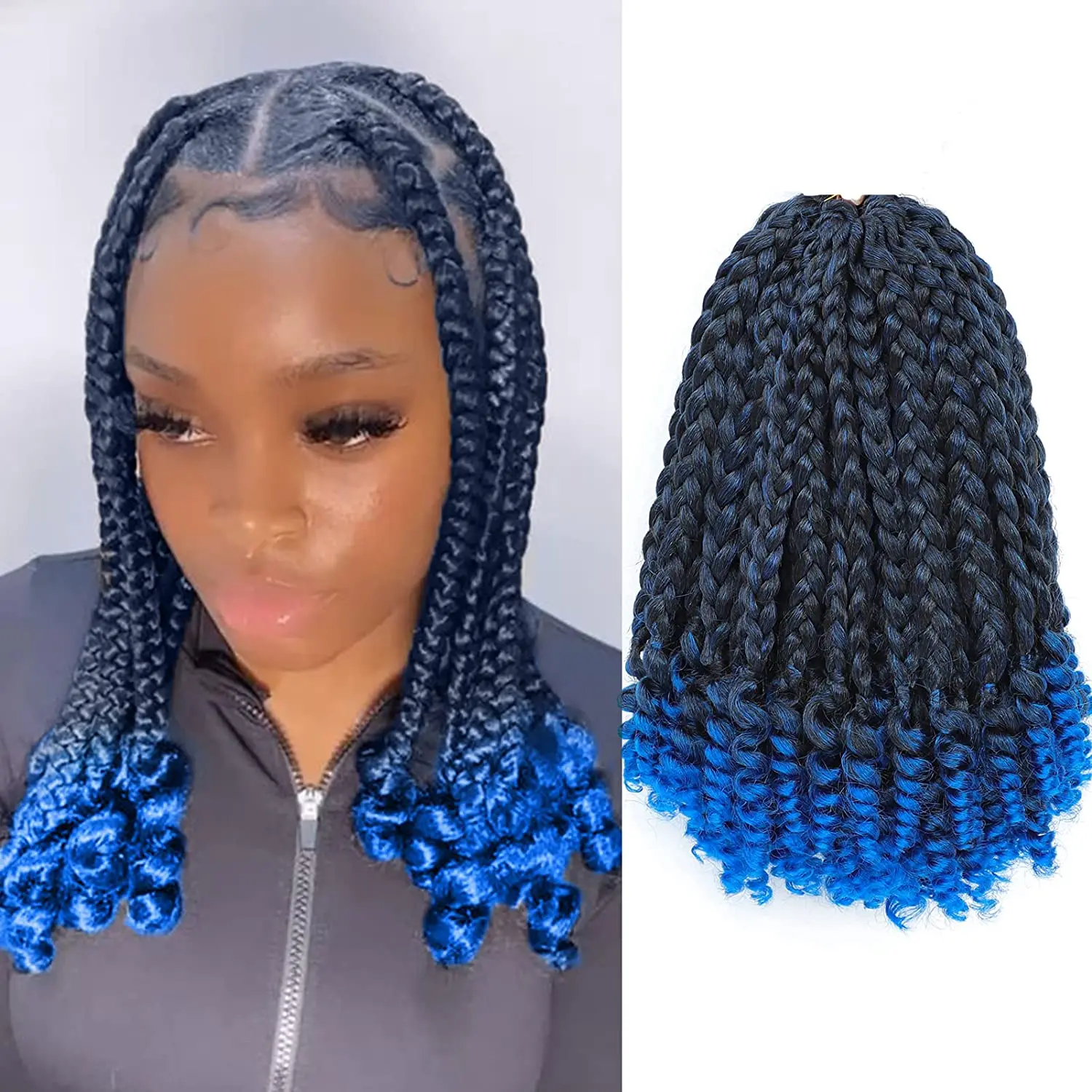 Sambraid-Crochet-Box-Braids-Curly-Ends-14-Inch-Short-Goddess-Box-Braids ...