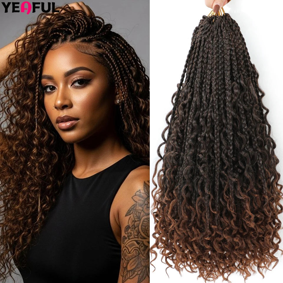 Extensions de tresses Goddess Braids de 14 à 18 pouces, pré-bouclées au ...
