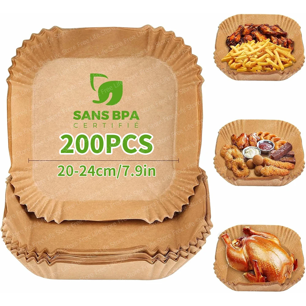 20cm Air Fryer Baking Paper Non-stick Disposable Paper Liners Square ...