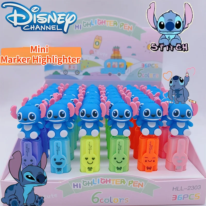 1-6Pcs-Disney-Stitch-Highlighter-Pen-6-Color-Mini-Handbook-Pen-Student ...