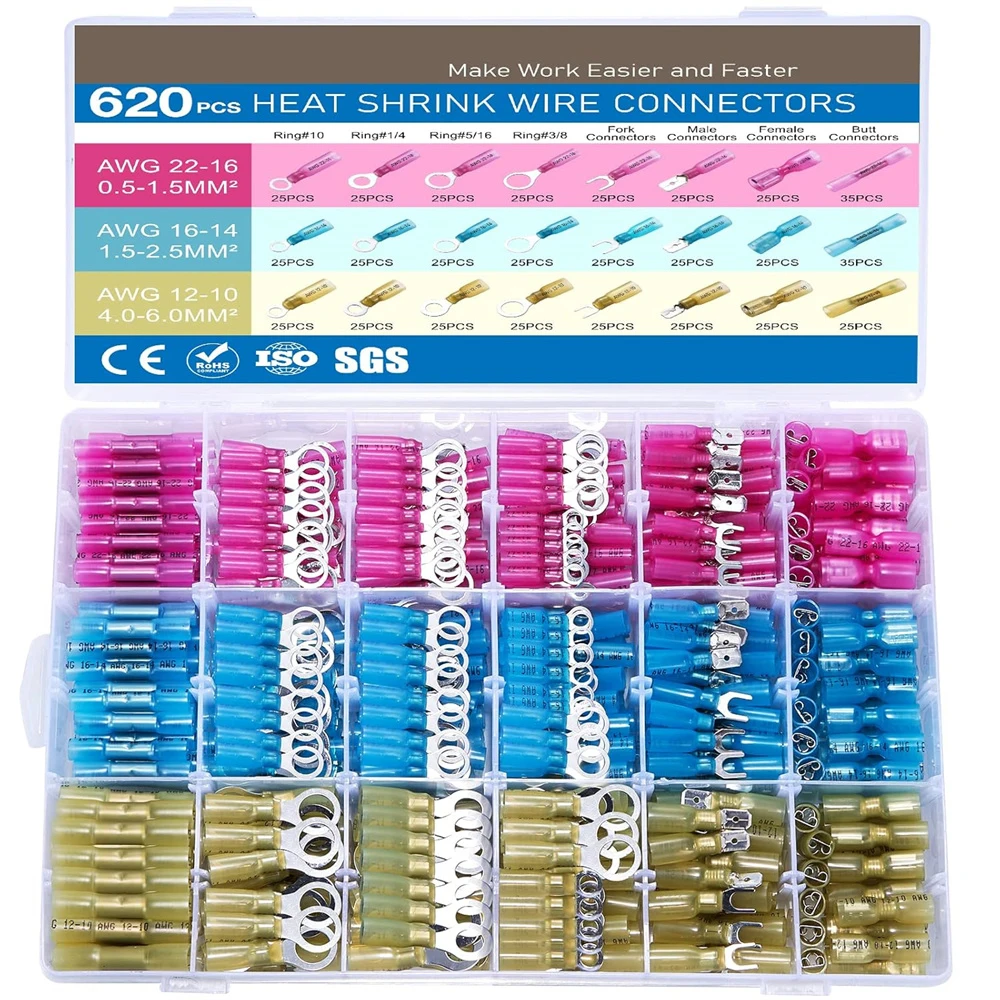 620PCS Heat Shrink Wire Connectors Electrical Connectors Kit ...