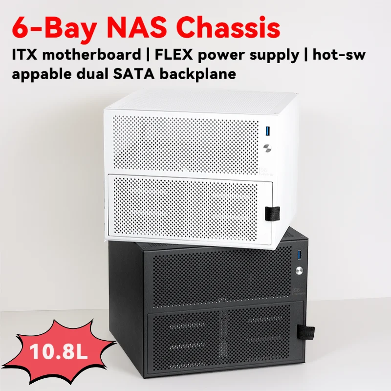 Six-bay NAS Chassis Case Supports ITX Motherboard, Dual SATA Backplane ...