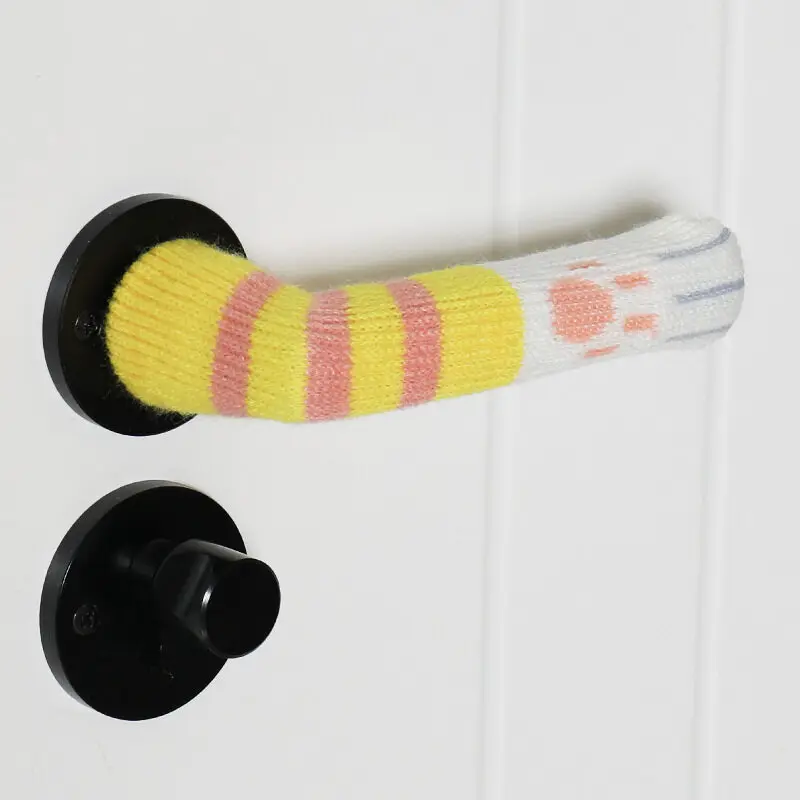 2Pcs Anti-collision Door Handle Cover Tools Knit Cat Claw-shaped Cover ...