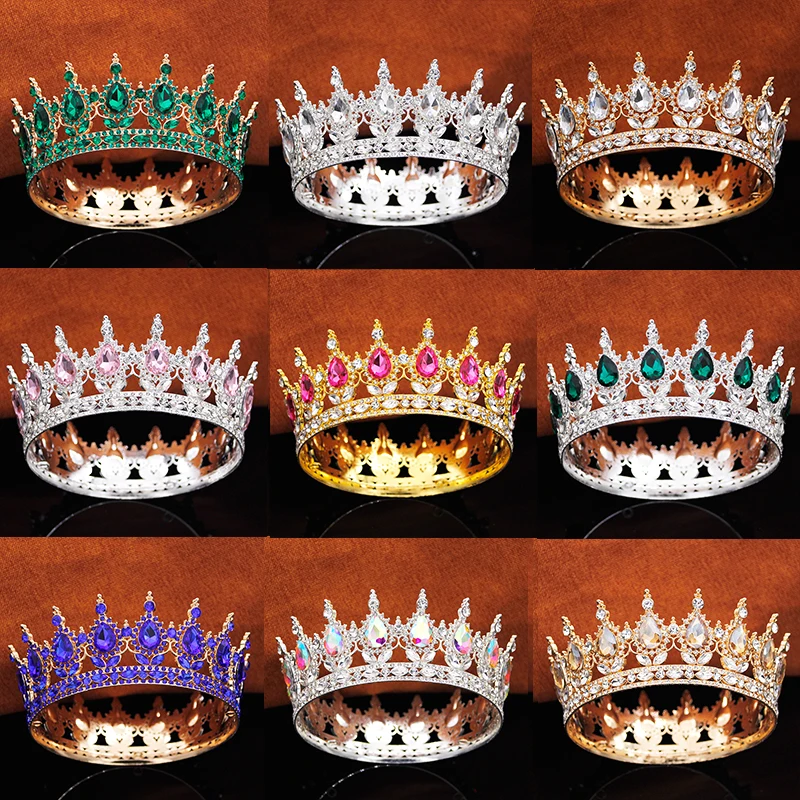 Round Diadem Royal Queen King Tiaras and Crowns Party Birthday Bridal ...