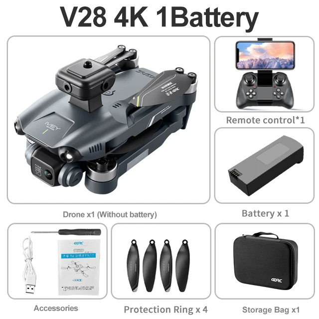Dron V28 Pro 4K profesional para evitar obstáculos, 8K, cámara HD, cuadricóptero plegable sin ...