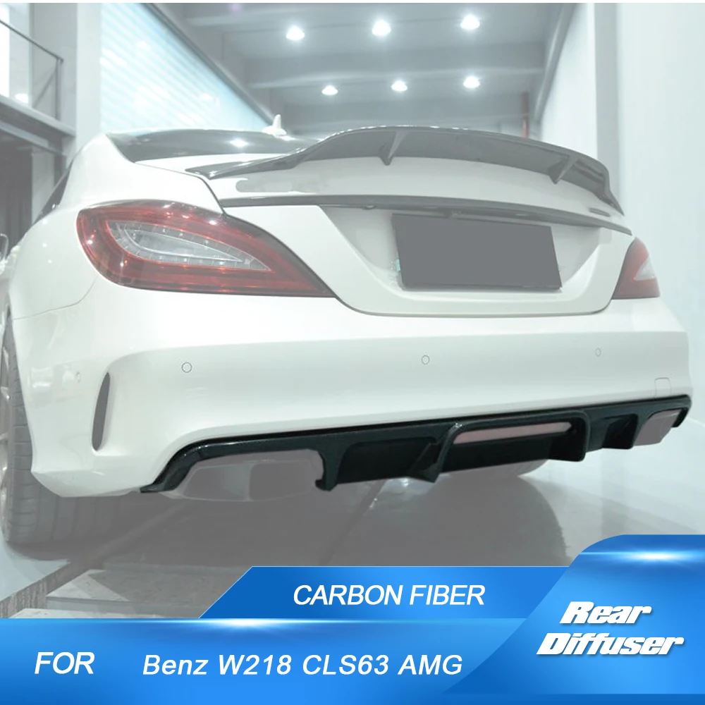 Carbon-Fiber-Rear-Bumper-Diffuser-Lip-Spoiler-for-Mercedes-Benz-CLS ...