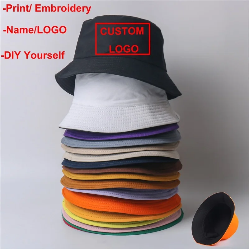 Free-Custom-LOGO-Design-Double-sided-Bucket-Hat-Ladies-Men-Summer ...