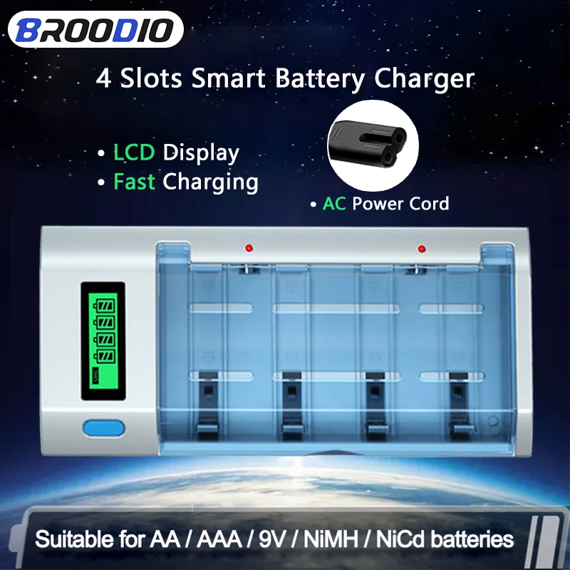 4 Slots Lcd Universal Fast Charger 1.2v C/d/aa/aaa 9v Nimh Nicd ...