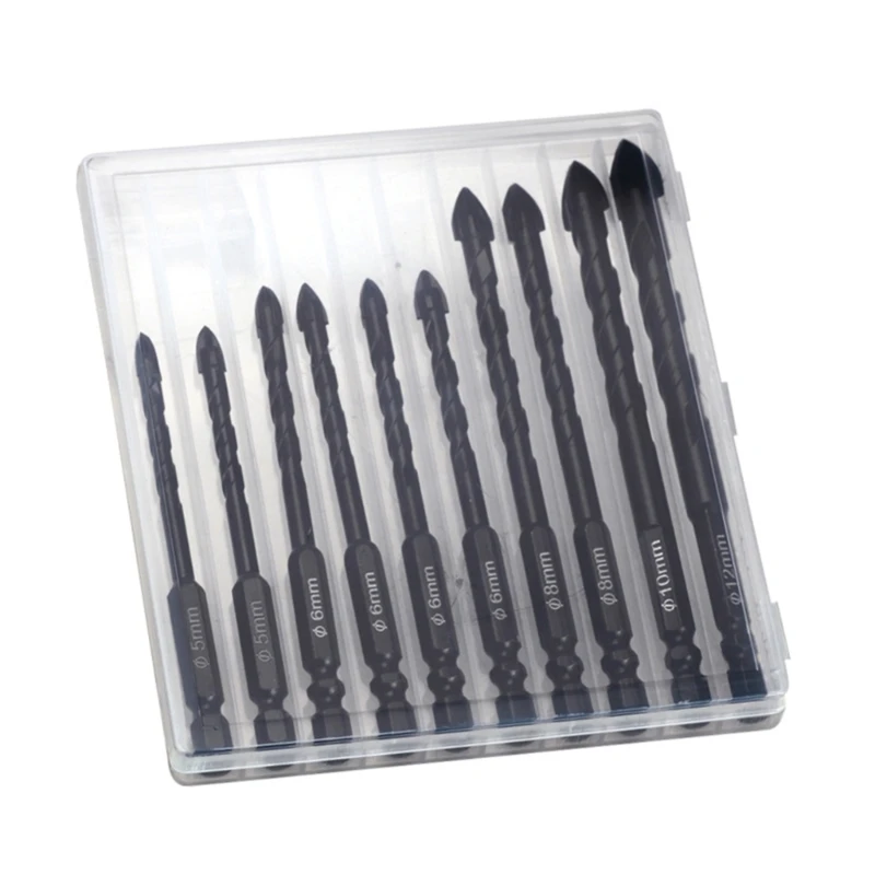 10Pcs-Masonry-Concrete-Drill-Bit-Set-Ceramic-Tile-Bits-for-Drill-Tip ...