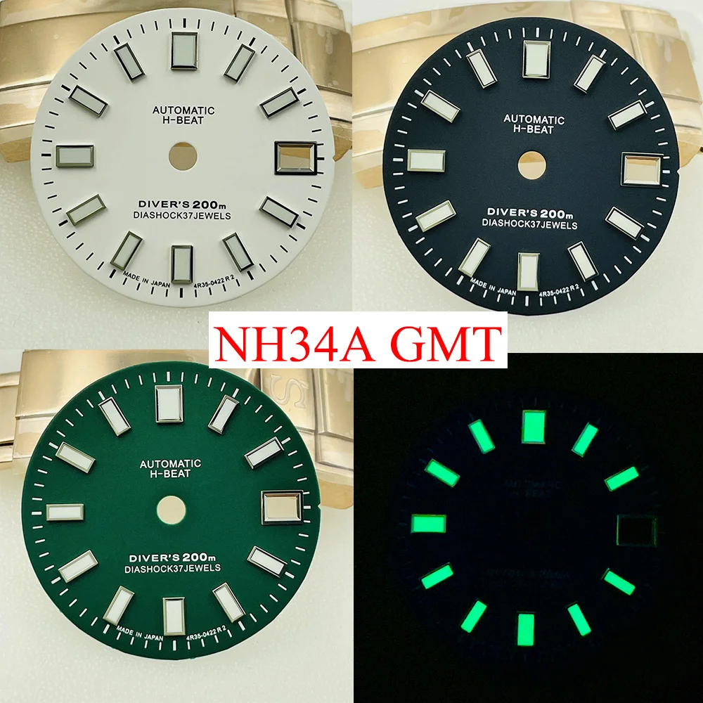NH34a Movement Dial, With a Diameter of 28.5mm and Green Glow, Suitable ...