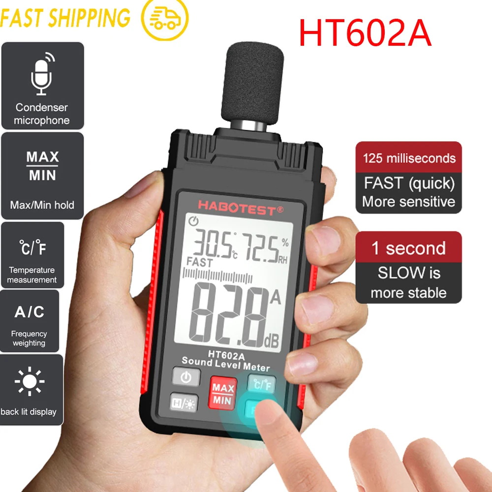 HT602A Digital Sound Level Meter 30~130dB Professional Sonometer Noise ...