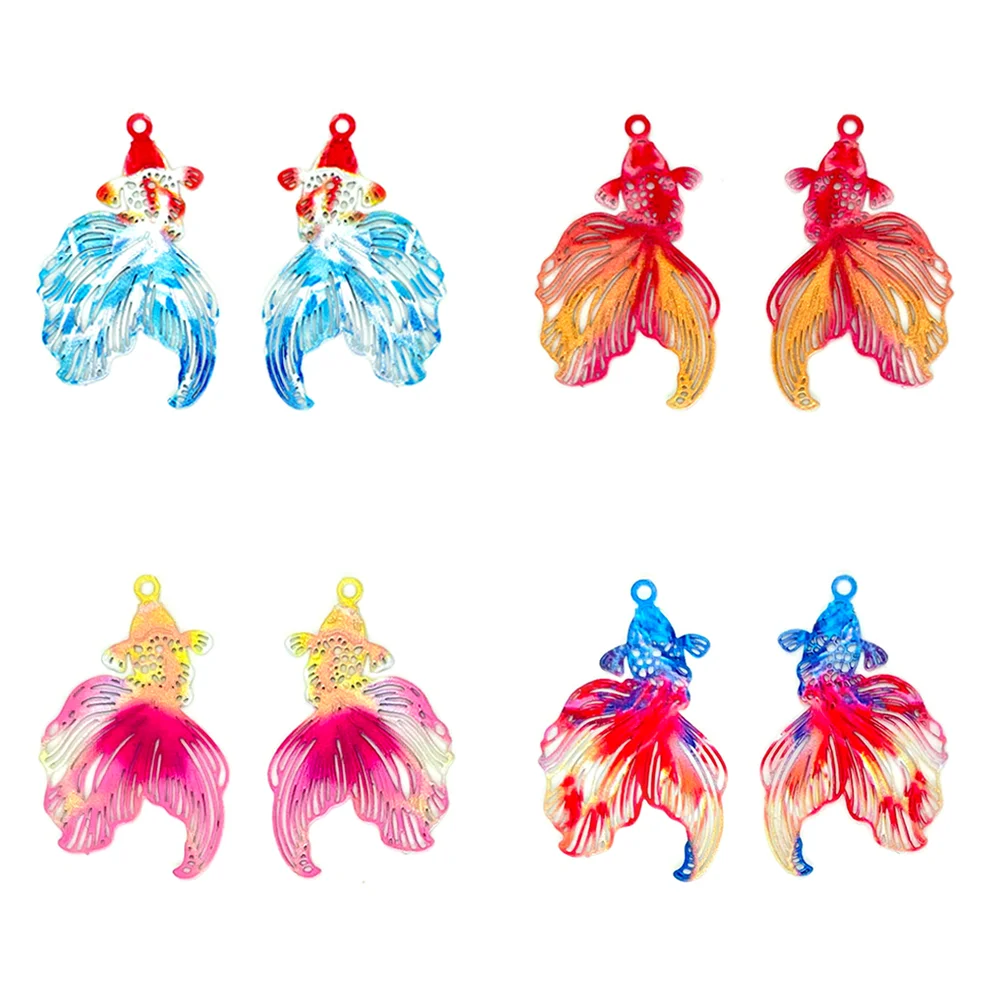 10pcs 17*26mm Small Koi Filigree Charms Multicolor Exquisite Goldfish ...