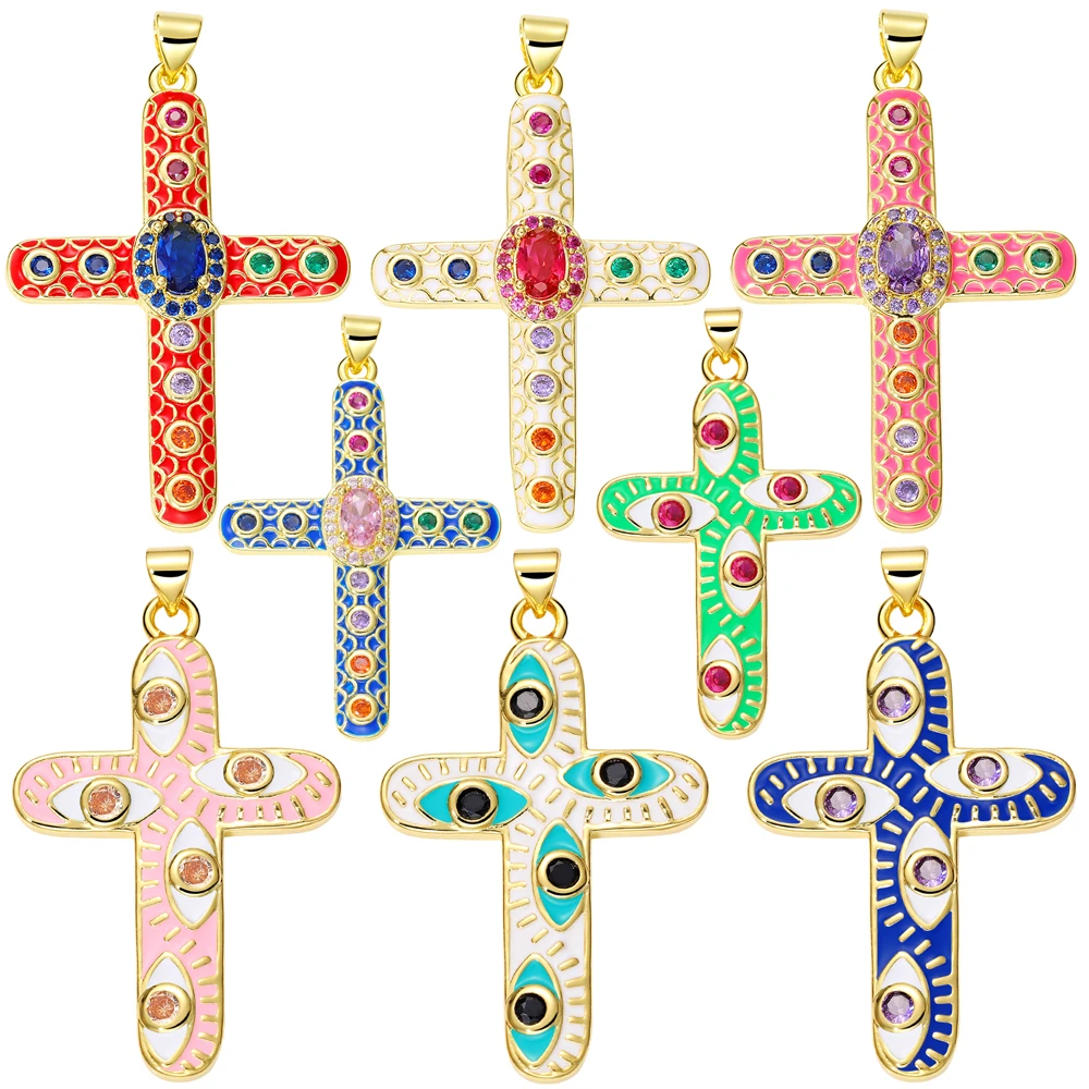 Juya Handmade Colorful Enamel Cross Pendants Wholesale DIY Decoration ...