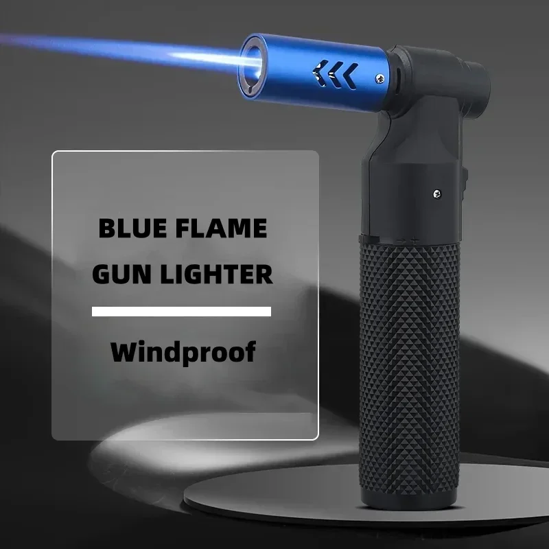 Windproof-Blue-Flame-Metal-Turbo-Torch-Direct-Charge-Large-Fire-Gas ...